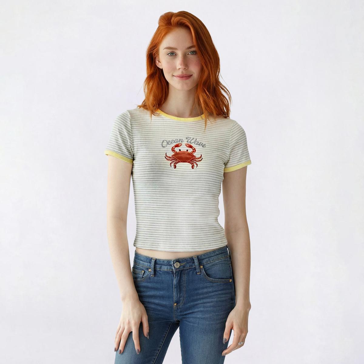 Click here for Juniors No Comment Contrast Rib Trim Ocean Wave Ba... prices